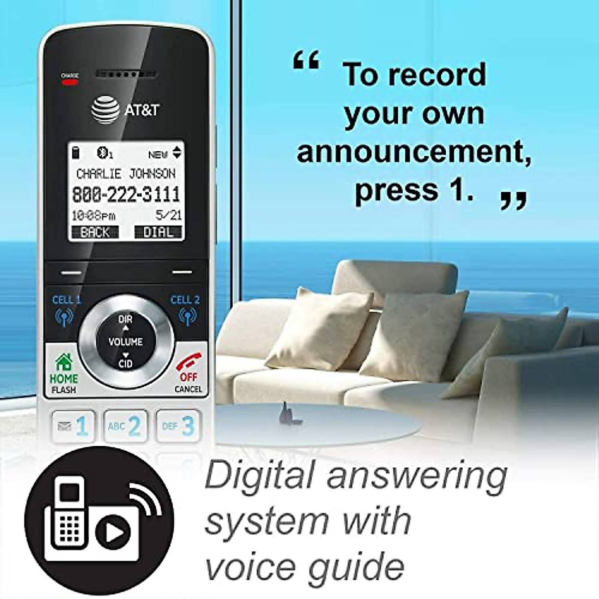 AT&T 4 Handset Answering System Connect to Cell Rosegold TL96497 (Renewed)