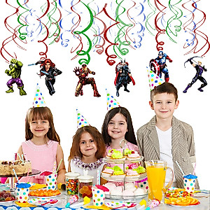 12pcs Party Vortex Decoration for Avengers, Hanging Swirls Decoration for Super Hero Theme Birthday Party Supplies