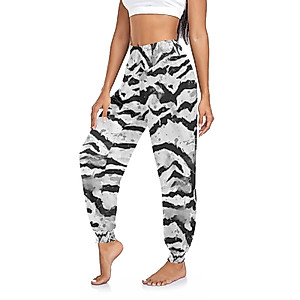 Yasala Harem Pants for Women Tiger Stripes Smocked Waistband Yoga Pants Hippie Palazzo Pants Athletic Workout Pants