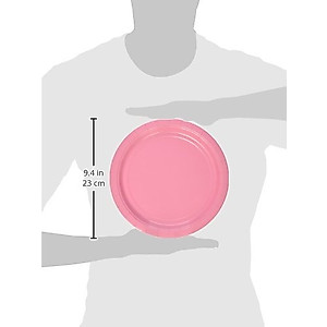 Amscan Big Party Pack 100 Count Paper Dessert Plates, 7-Inch, Bright Pink