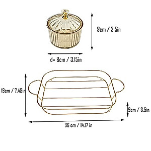 XingZhuo Iron Gold Plated Serving Tray with Handles, Comes with 6 Round Candy Jars Set, Family Dinner, Corporate Party, Housewarming Gift, Party Serving Tray Set, Round Handles