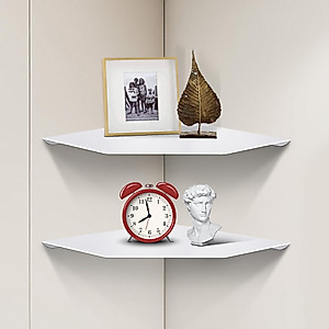 bodkar Corner Shelf Wall Mount, Corner Floating Shelves,Small White Metal Wall Corner Shelf Set of 2 for Living Room, Bedroom, Bathroom(White)