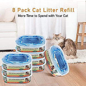 Varycony Cat Litter Refills Bag Cartridge Compatible with Your Genie Litter Standard Pail, Plus Pail, 8 Pack (NOT Compatible with Your Genie Litter XL Pail)