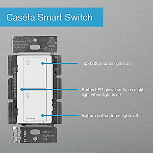 Lutron Caséta Wireless Smart Lighting Switch for All Bulb Types or Fans | PD-6ANS-LA | Light Almond