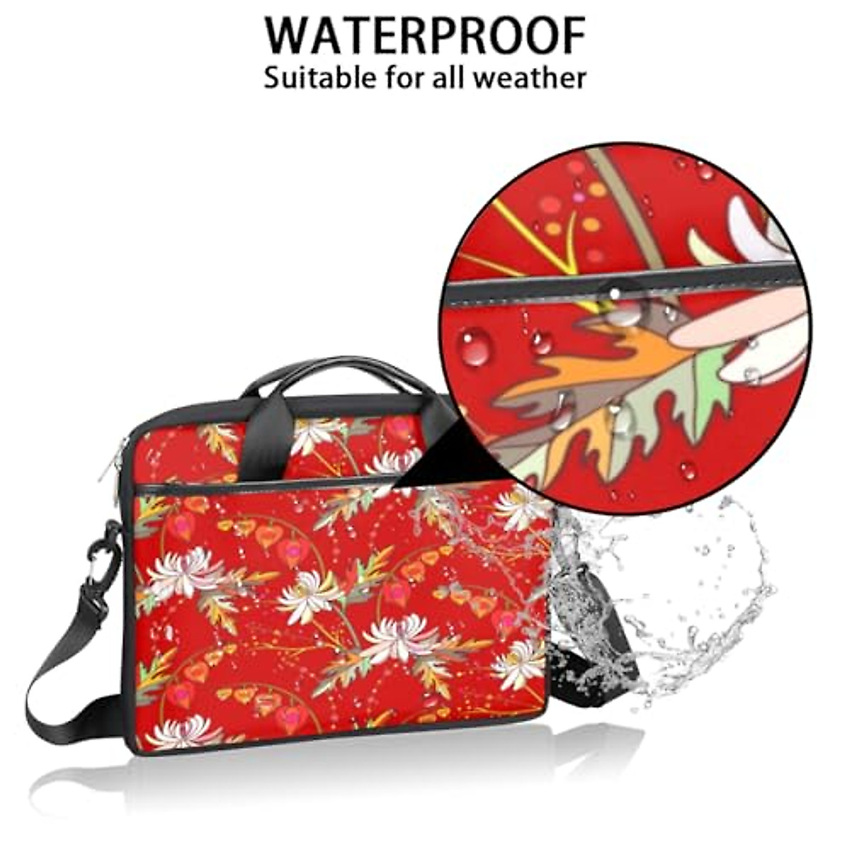 Ethnica Flower Laptop Computer Bag Waterproof Shoulder Messenger Bag 13-15 inch Durable Laptop Tote Bag with Shoulder Strap Handle Lightweight Crossbody Briefcase