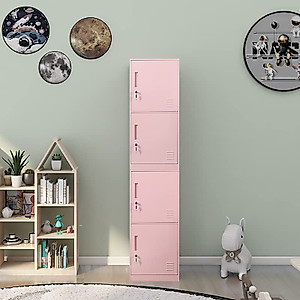 DAYTOYS 2 Door Metal Vertical Storage Locker for Kids Bedroom, Children Room, School, Office, Home,Stackable Steel Storage Cabinet for Toys, Sports Equipment,Anti-Falling Device. (2D, Pink)