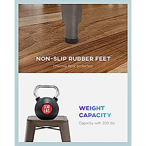 FDW 24 Inch Metal Stools Bar Stools Set Height Stackable Barstools Indoor Outdoor Dining Backless Kitchen Bar Stools Set of 4