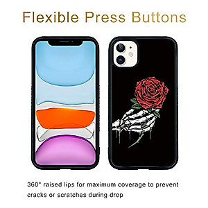 FANXI Rose Skull Phone Case Compatible with iPhone 11 6.1 Inch - Shockproof Protective TPU Aluminum Cute Cool Skeleton iPhone Case Designed for iPhone 11 Case for Men Girls Women Boys