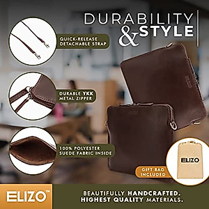 Leather IPad Pro 12.9 Case IPad Cover - Apple IPad 8th Generation Case - IPad Sleeve - IPad Case 13 Inch Leather Laptop Bag - Surface Pro 7 Case Galaxy Tab S7+ - Jacobean - ELIZO