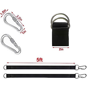 The Tree Swing Hanging Kit Holds 2100lbs, Easy & Fast Swing Hanger Installation to Tree- 4 Strap & Snap Carabiner Hook, Perfect for Swings, Hammocks & Anything Else - 100% Weather/Waterproof (4pcs)