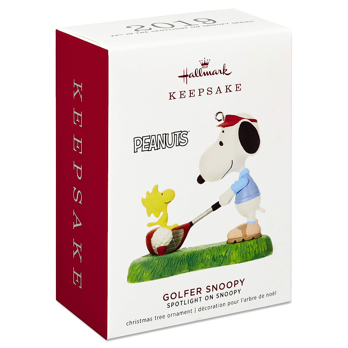 Hallmark Keepsake Christmas Ornament 2019 Year Dated Peanuts Spotlight, Snoopy Golfer