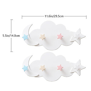 Unomor 2pcs Star Moon Hook Entryway Organizer Cute Wall Hooks Coat Hanger Wall Mount Coat Hooks Bathroom Hooks Towels Small Sticky Hooks Towel Rack White The Clouds Nightgown Plastic