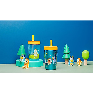 Zak Designs Bluey Kelso Tumbler Set, Leak-Proof Screw-On Lid with Straw, Bundle for Kids Includes Plastic and Stainless Steel Cups with Bonus Sipper, 3pc Set, Non-BPA