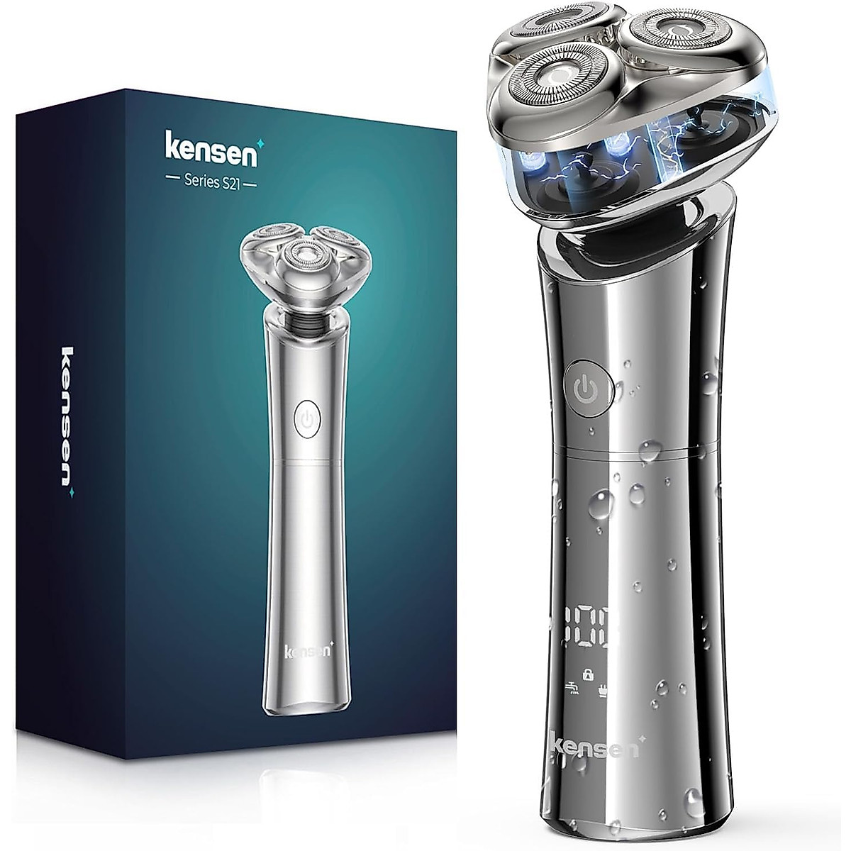 Electric Razor for Men, kensen Rechargeable Men's Rotary Shaver Cordless, Waterproof, Wet & Dry, 3D Magnetic Floating Head, LED Display – The Ultimate Electric Razor for Men's Shaving
