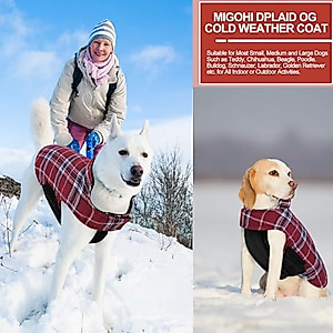MIGOHI Dog Jackets for Winter, Reversible Dog Coat Windproof Waterproof Dog Winter Jackets for Cold Weather, British Style Plaid Dog Coats Warm Dog Vest for Small Medium Large Dogs, Red 2XL
