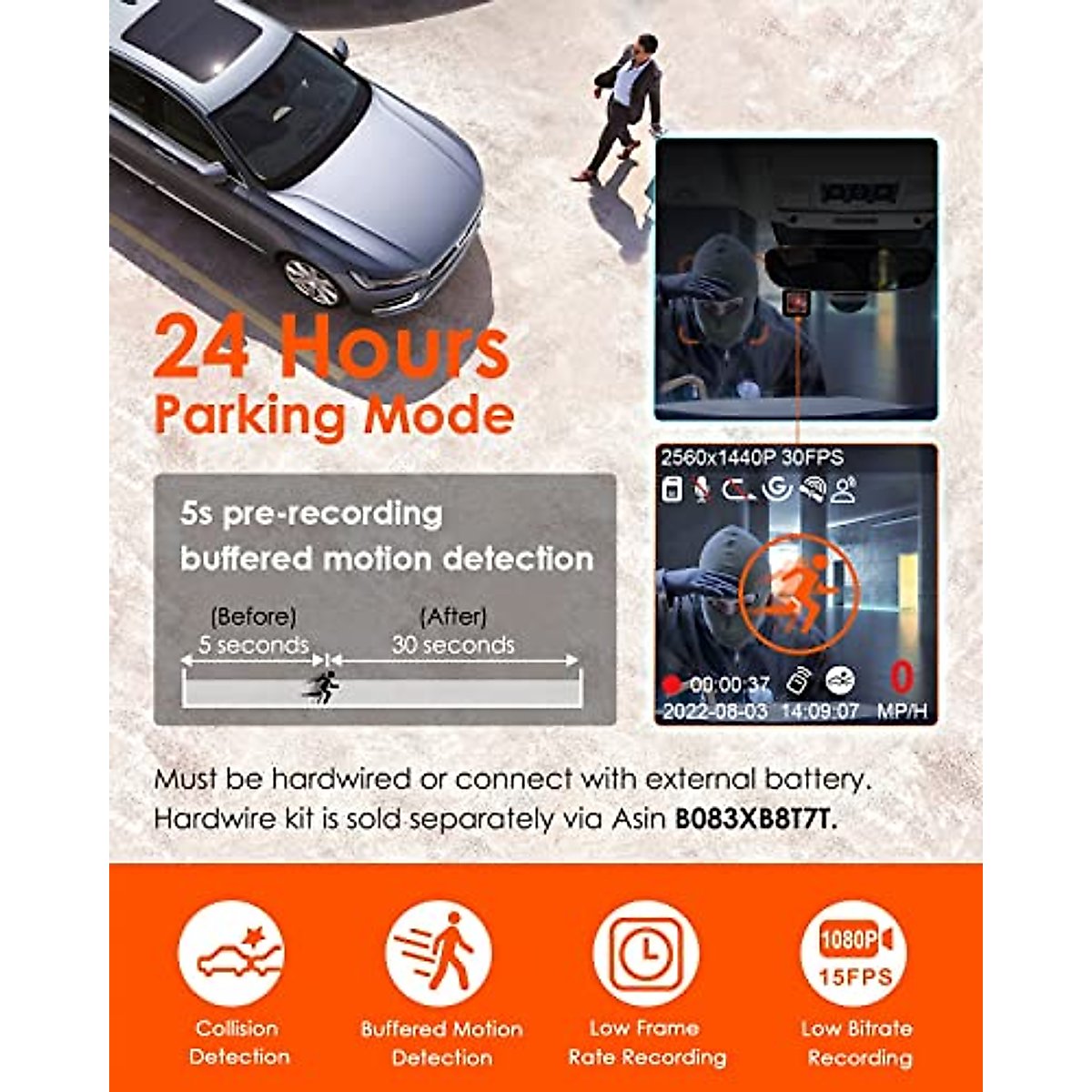 【Bundle: Vantrue E1 Lite 1080P WiFi Mini Dash Cam with GPS and Speed + CPL + Type C USB Hardwire Kit】 E1 Lite 1080P WiFi Mini Dash Cam with GPS and Speed, Free APP, Voice Control