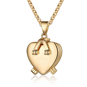 Nobelook Personalized Love Heart Locket Necklace That Holds 4 Photos Customizable Pendant Charms For Women Gold Plated Vintage Necklace for Mother Christmas Birthday Gift Chain Length 31.49" Adjustable (Gold - 4 photos)