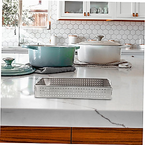 Cabilock Flatware Tray Stainless Steel Cutlery Container Utensil Holder Mesh Design Silverware Countertop Storage Organizer