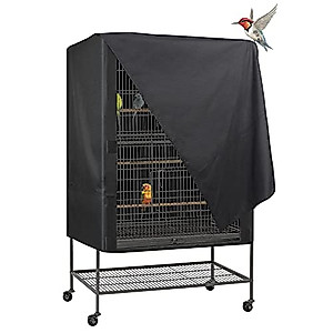 Explore Land Bird Cage Cover - Universal Pet Cage Cover for Night Cage Cover for Cats, Mink, Totoro, Parakeet, Parrot and Small Animals 01(Black, X-Large)