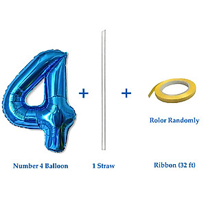 40 Inch Jumbo Blue Number 4 Balloon Giant Balloons Prom Balloons Helium Foil Mylar Huge Number Balloons for Birthday Party Decorations/Wedding/Anniversary