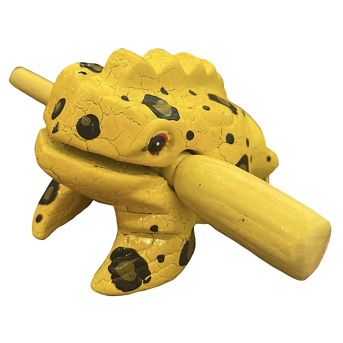 Cozinest 3" Wooden Frog Guiro Rasp Percussion Instruments Tone Block Thailand Craft Wood Frog Musical Instrument Adorable Gift (Yellow Dots)