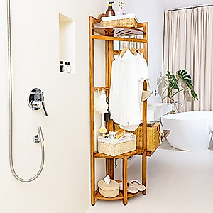 70“ Teak Corner Hall Tree with Shoe Bench,Corner Coat Rack with Bench,Corner Hall Tree,Entryway Coat Rack,Built of Solid Teak.