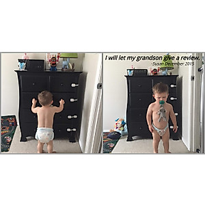 BabyKeeps Child Safety Locks - Latches to Baby Proof Cabinets, Drawers, Appliances - No Drilling - Plus Extra 3M Adhesive Included - Adjustable Length (Black)