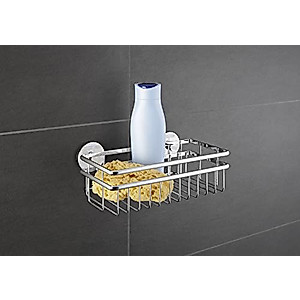 WENKO Express-Loc Shower Shelf, Shower Storage, Shower Caddy Basket, Shower Caddy Shelf, Shower Basket Organizer, Stainless Steel, 9.8 x 3.0 x 5.7 in,Shiny