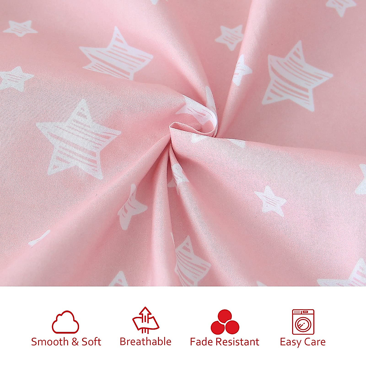 Toddler Bed Sheets for Girls, 3 Piece Toddler Sheet Set, Soft Breathable Toddler Bedding Sets Includes a Flat Sheet, a Fitted Sheet , a Pillowcase, Baby Bedding Sheet & Pillowcase Set, Pink Star