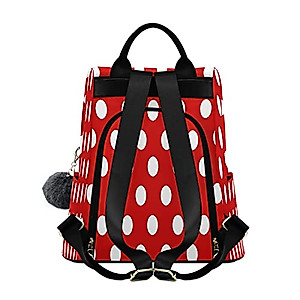 ALAZA Red White Polka Dot Women Backpack Anti Theft Back Pack Shoulder Fashion Bag Purse