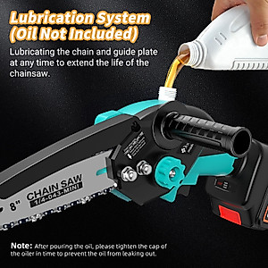 Mini Chainsaw, 8 inch & 6 inch Electric Chainsaw Cordless，Upgraded Brushless Chainsaw and Auto Oiler, 2PCS 21V 2000mAh Batteries, DocSmart Handheld Chain saw for Trees Branches Trimming Wood Cutting