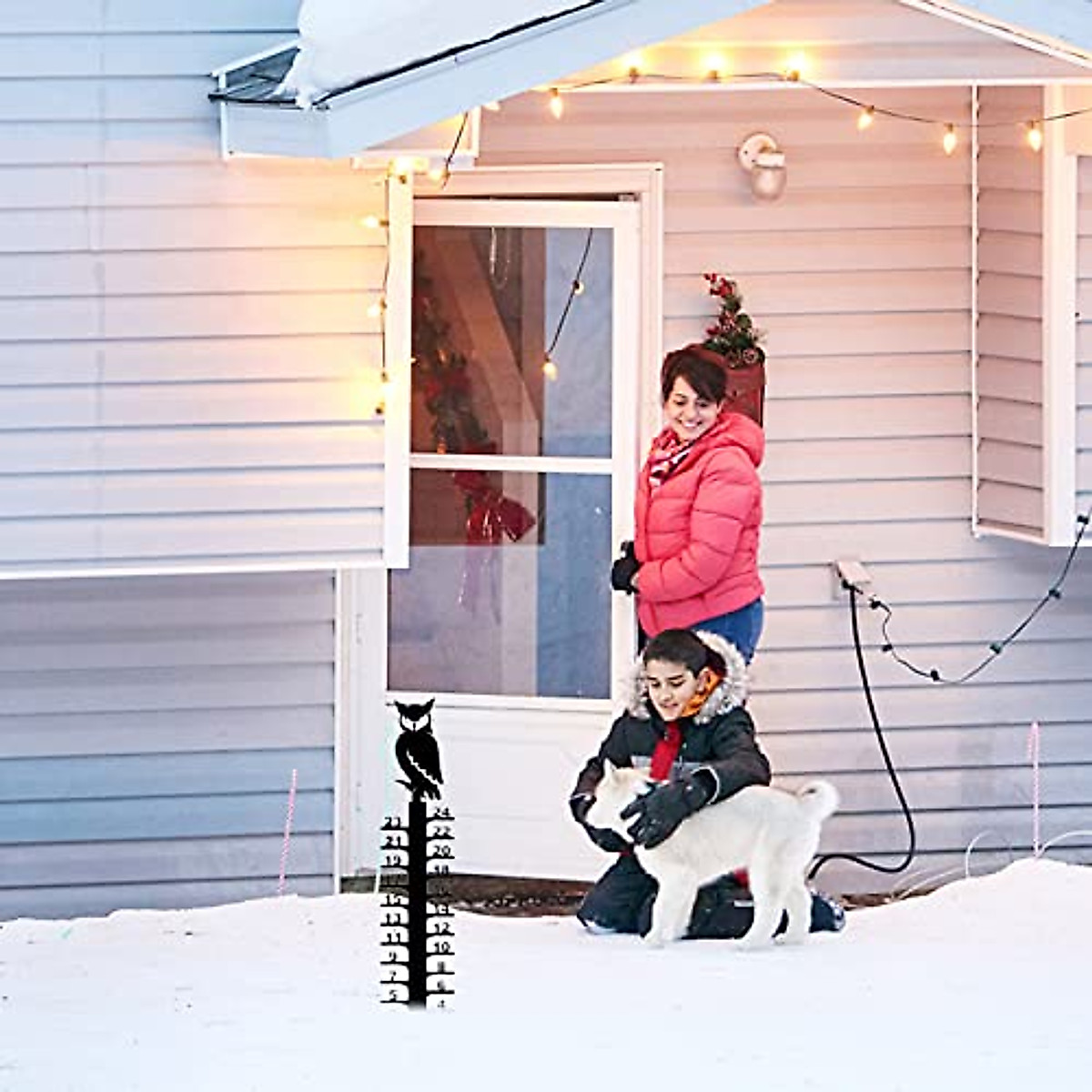 Gift 24cm Snowflake Snow Measuring Instrument Snowmobile Snow Measuring Instrument Metal Snow Measuring Ruler Outdoor Garden Ornament Digital Angle Gauge Magnetic Base (Black, One Size)