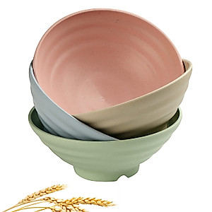 CAMBUY Wheat Straw Bowls Set 4 Pcs Unbreakable 32 Oz Cereal Bowls Dinner Bowl Sets Dishwasher & Microwave Safe