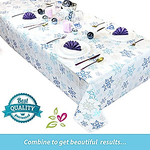 DECOSTYLE, Premium Disposable Table Cover, Frozen, elsa, Snowflake, Crystal, Parties, Winter Theme, Plastic, Birthday Party, Rectangular Decorations, Tablecloth, Table Cloths 54 Inch x 108 Inch