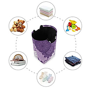 Nander Laundry Basket Purple Mandala Boho Large Hamper Foldable Bag for Dirty Clothes Organizer Laundry Bag Picnic Baskets Print Toy Gift Organizer