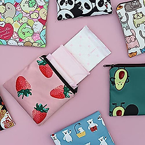 Sanitary Napkin Storage Bag,3pack Sanitary Napkin Pads Storage Bag with Zipper 5x5 inches First Period Bag for Girls,Women,Ladies(Strawberry)