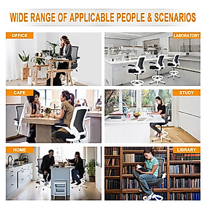 BOJUZIJA Ergonomic Drafting Chair,Standing Computer Desk Chair,Foot Ring,with Flip-Up Arms,Lumbar Support Swivel Computer Task Chair-Black