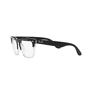 Ray-Ban RX4487V Steve Square Prescription Eyewear Frames, Black on Transparent/Demo Lens, 54 mm