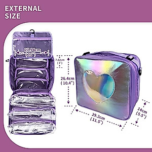 VETHERS Doll Carrying Case Compatible with LOL Surprise OMG, Display Organizer Compatible with Big Sister 3-inch Dolls with a Hanging Hook and 7 Clear Zipper Pockets, Bag Only (Purple)