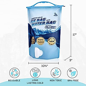 TOURIT Reusable Ice Bag 5lb Ice Pack for Cooler, Bag of Ice Collapsible Water Container with Spigot for Camping, Hiking, Drinking