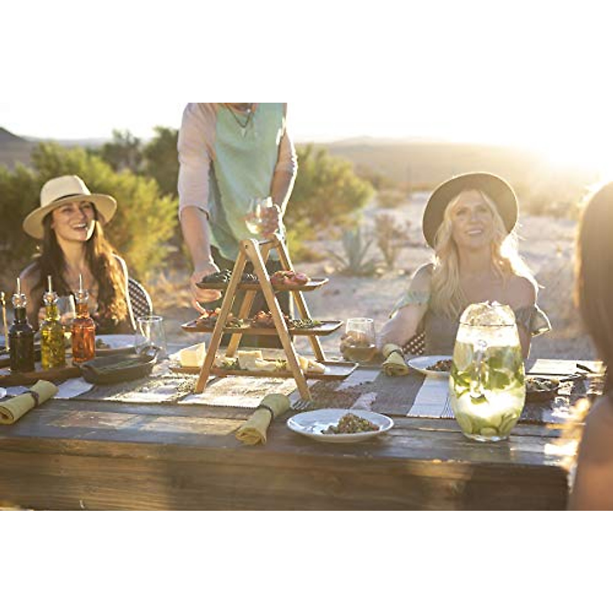 TOSCANA - a Picnic Time brand, 3 Tiered Serving Ladder - Charcuterie Boards - Wood Serving Platters