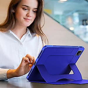 OCYCLONE Compatible with iPad Pro 12.9 Case 2021 2020 2018, 7 Viewing Angles Magnetic Stand with Pencil Holder Protective Case for iPad Pro 12.9 inch 5th 4th 3rd Gen, Blue