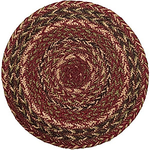 VHC Brands Cider Mill Jute 8 inch Trivet Country Kitchen Tabletop Design, Burgundy