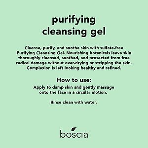 boscia Purifying Cleansing Gel - Vegan, Cruelty-Free, Natural and Clean Skincare | Daily Natural Purifying Deep Cleansing Gel Face Cleanser, 5 fl oz