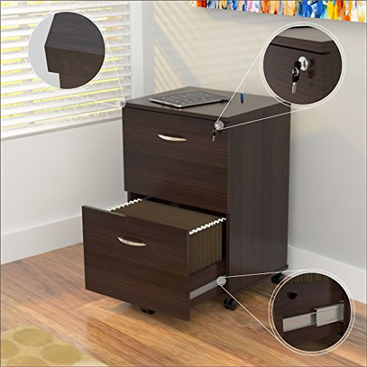 Inval America Uffici Commercial Collection 2 Drawer Mobile File Cabinet