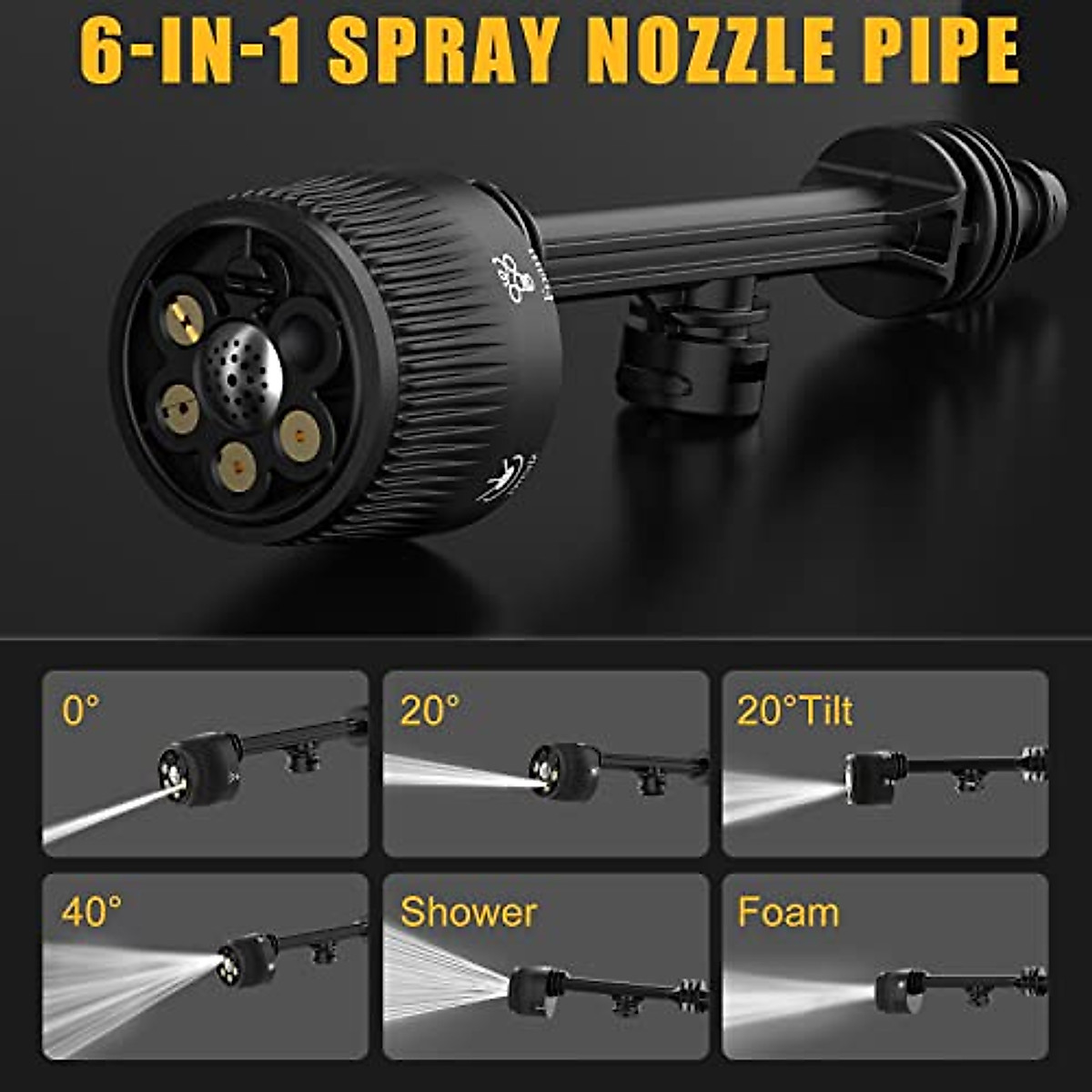 VTOMAN ToolCore V32 Cordless Pressure Washer with Jump Starter, Portable Pressure Washer, Power Water Cleaner with 6-in-1 Nozzle, 6m Hose, for Washing Car, Windows, Floor