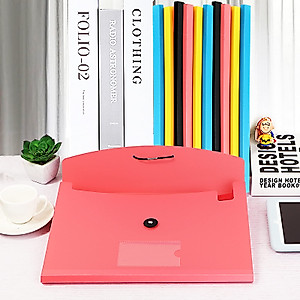 4 Pack 7-Pocket Expanding File, Plastic Expandable File Folder with Pockets, A4/Letter Size Accordion Organizer Folder, for School and Office Supplies - Black&Blue&Pink&Yellow