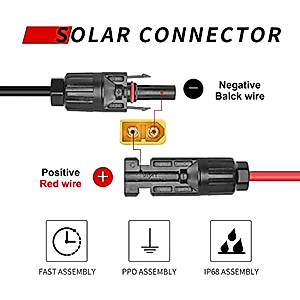 YACSEJAO Solar Connector to XT90 Cable 16AWG 1.8M/5.9FT Solar Panel Adapter to XT90H Male Extension Cable Solar Chharge Cable for XT90 Input Port Portable Power Station & Solar Generator