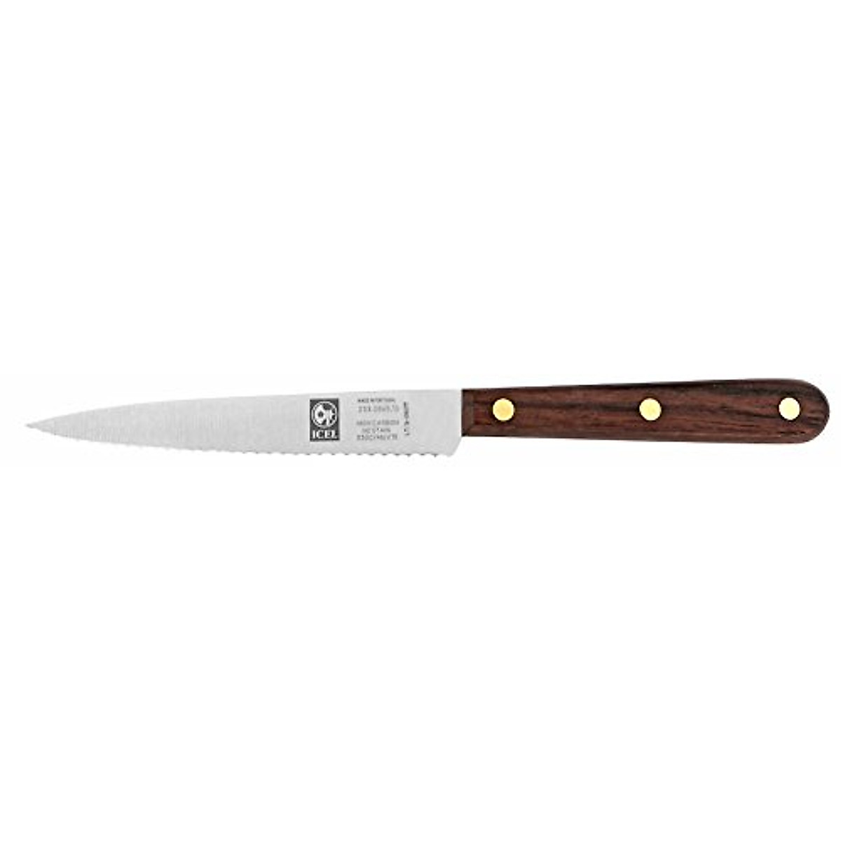 Icel 4-Inch Serrated Paring Knife, Brown Rosewood Handle, Full tang Blade