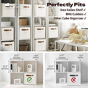 13"x13" Cube Boxes, Cube Storage Bins with Handles for Closet,Foldable Linen Storage Bins with Handles for Clothes, Yarns, Towels, Blankets,Toys, Beige, 4 Pack